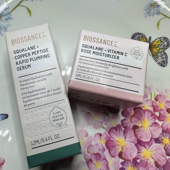 Biossance | Skincare | Biossance Squalane Copper Peptide Rapid Plumping Serum Rose Moisturizer ...